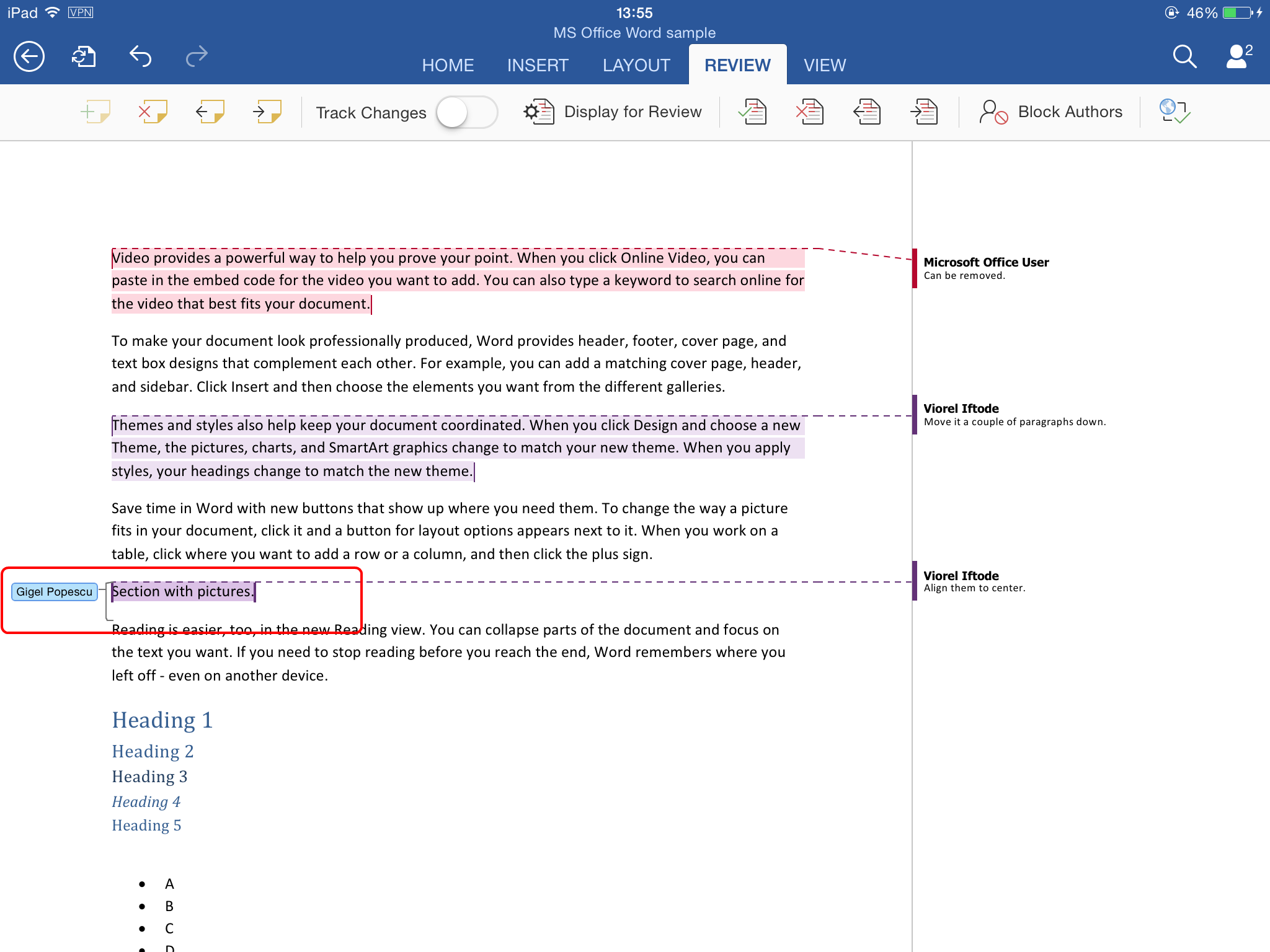 Collaborate using Microsoft Word for iPad app (on-premises) | Viorel Iftode